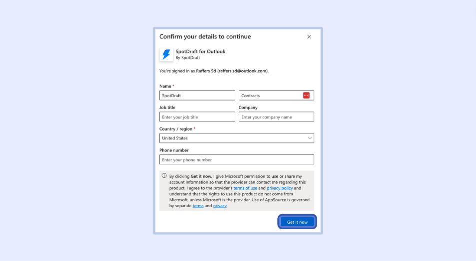 Outlook Addin – SpotDraft