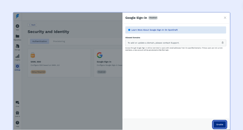 Google Sign-in Setup – SpotDraft