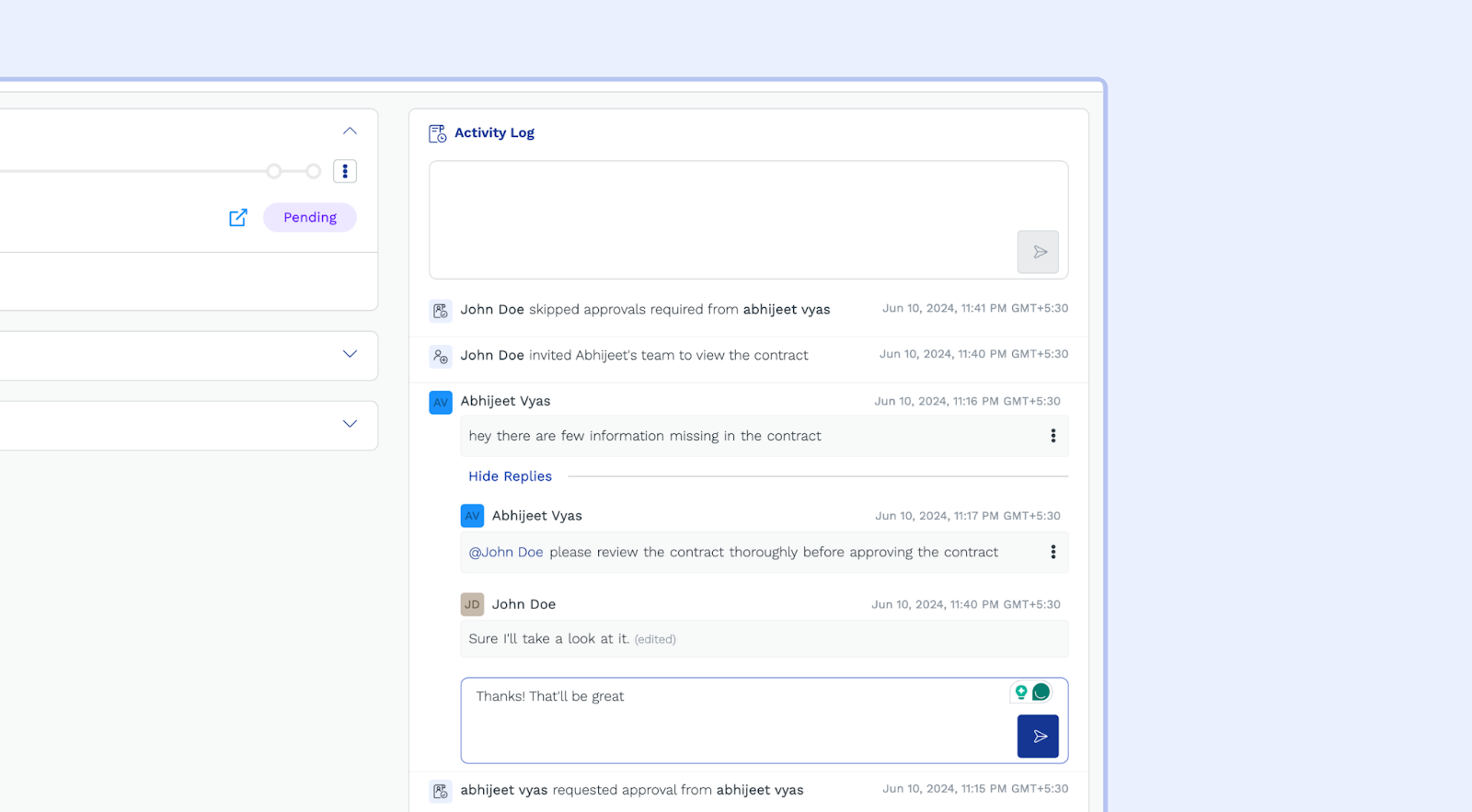 Understanding the Activity Log in SpotDraft – SpotDraft