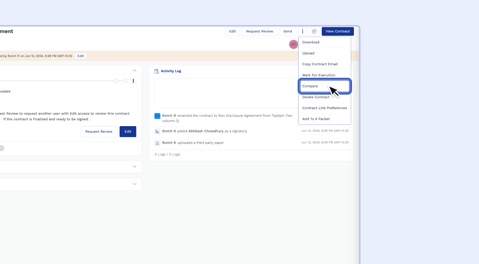Comparing Contract Versions in SpotDraft – SpotDraft