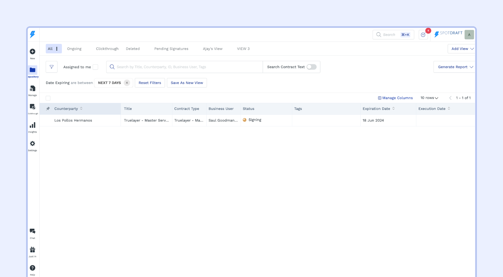 Using Filters and Custom Views – SpotDraft